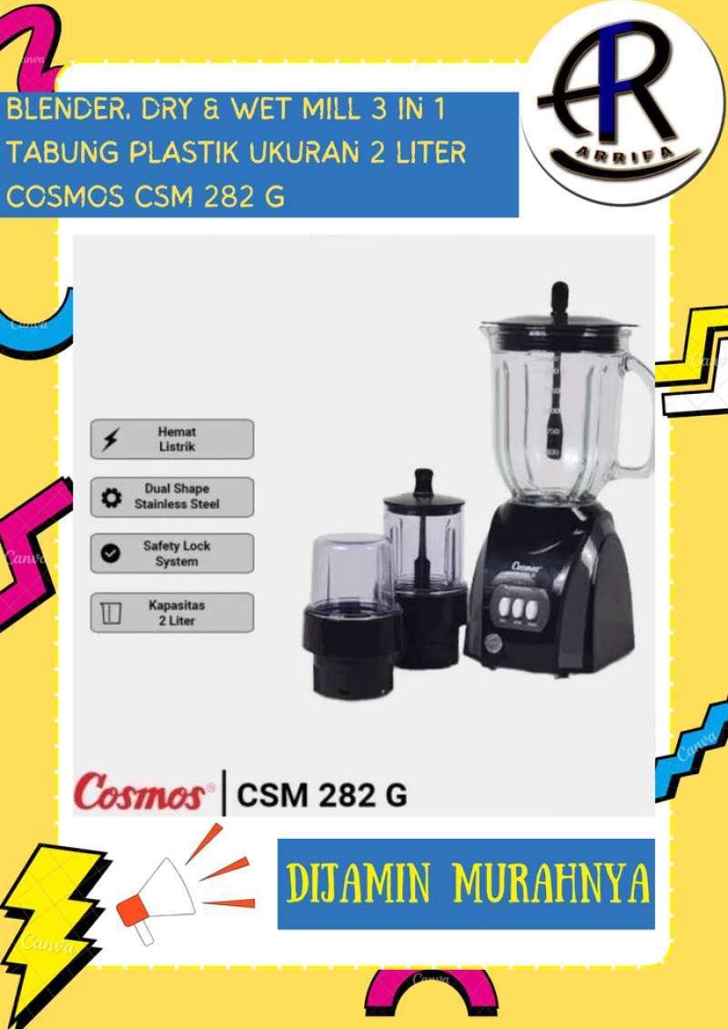 Promo Original Cosmos Blender Kaca 3 In 1 Ukuran 2 Liter Cosmos Csm-282 ...