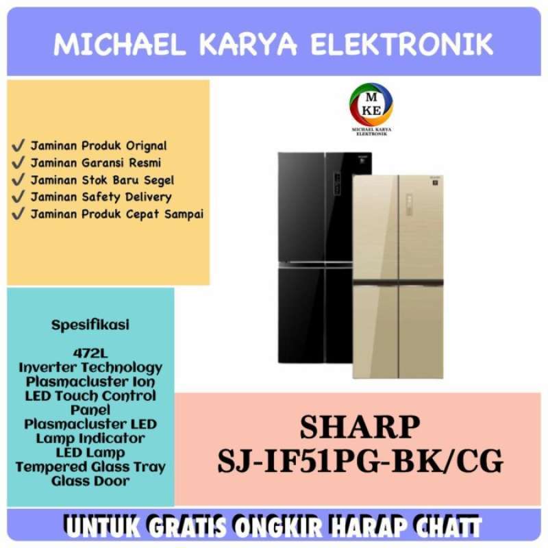 Promo Kulkas 4 Pintu Sharp Sj-if51pg-cg/bk | Sjif51pgbk 472l Sharp Sj ...