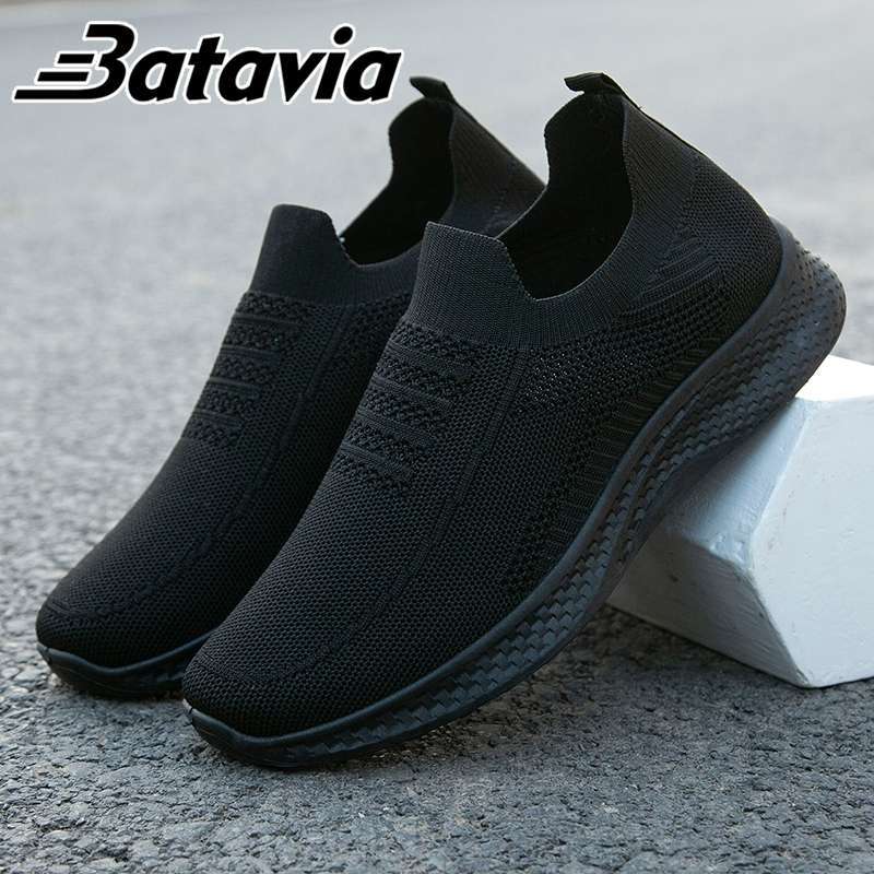 Promo Batavia 2023 Sepatu Pria Ringan Hitam Slip-on Pria Sepatu Senior ...