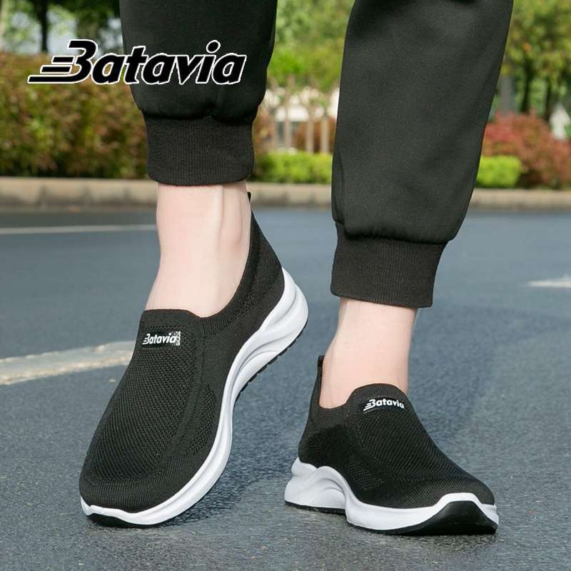 Promo Batavia 2023 Sepatu Pria Ringan Hitam Slip-on Pria Sepatu Senior ...
