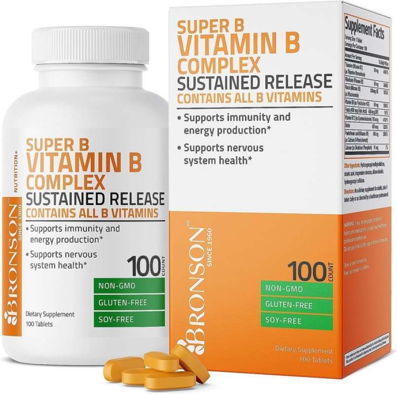 Promo Bronson Vitamin B Complex ( B1 B2 B3 B5 B6 B7 B9 B12 ) + Calcium ...