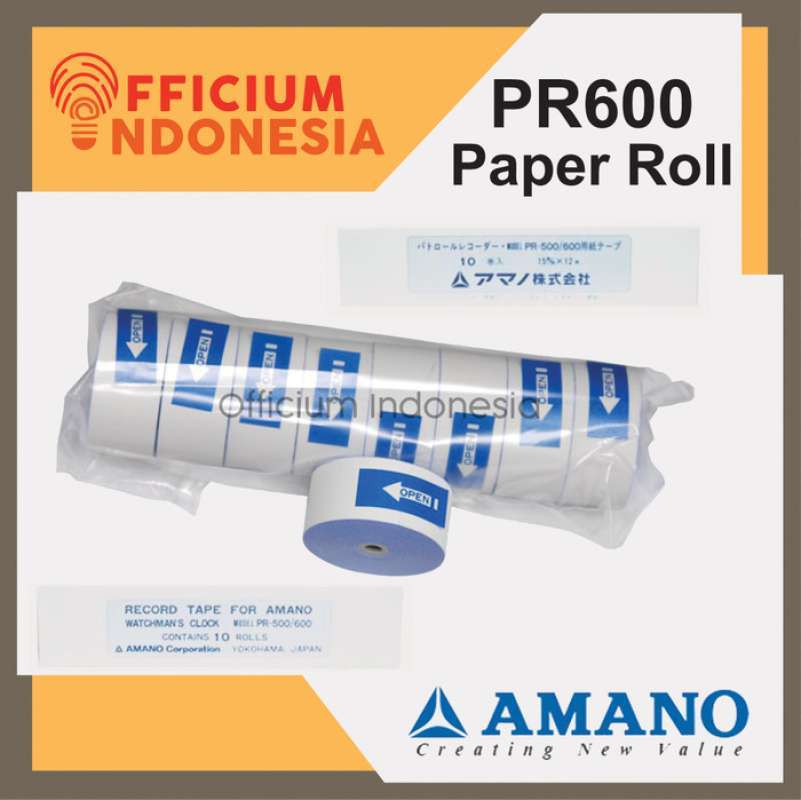 Jual 1 Box (10) Kertas Tape Paper Roll Refill Amano Pr600 Watchman ...