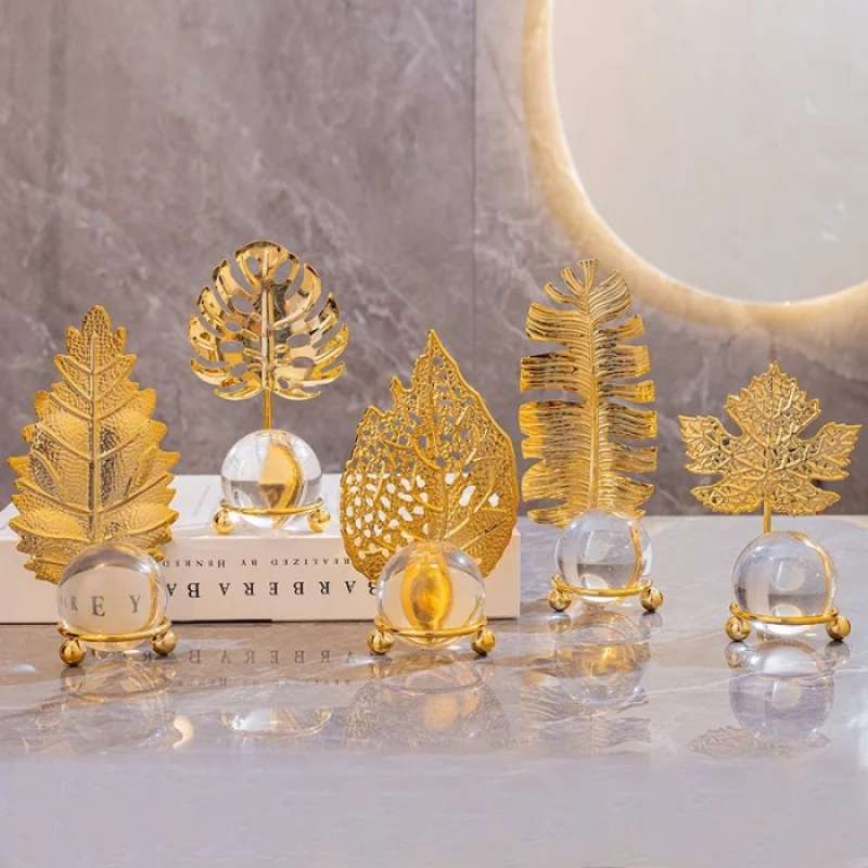 Promo Hiasan Pajangan Meja Ins Luxury Gold Leaf Crystal Ball Home Decor ...