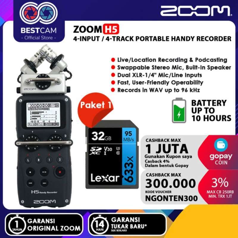 Promo Zoom H5 4-input / 4-track Portable Handy Recorder - Paket 1 Diskon 50% Di Seller Dr Barang ...