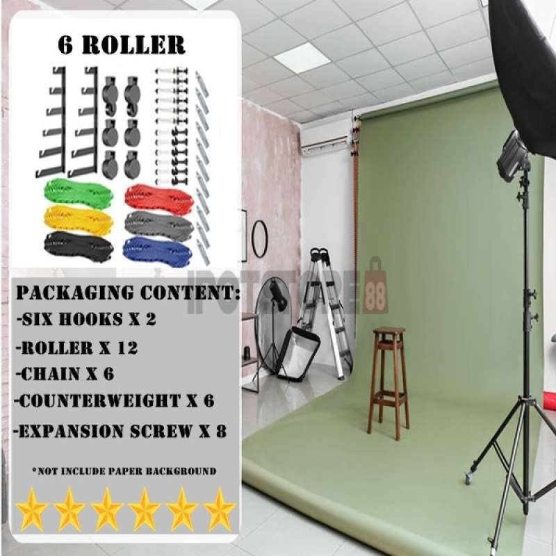 Jual Stand Backdrop Tiang Background Expander 6 Roller Pro Foto Studio ...