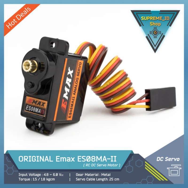 Jual Emax Es08ma Ii Es08maii Rc Toy Dc Steering Metal Gear Mini Servo ...