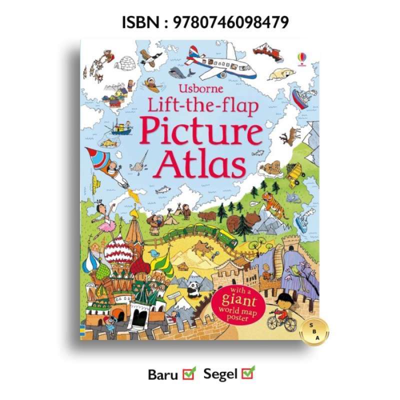 Jual Buku Usborne Lift The Flap Picture Atlas With Giant World Map ...