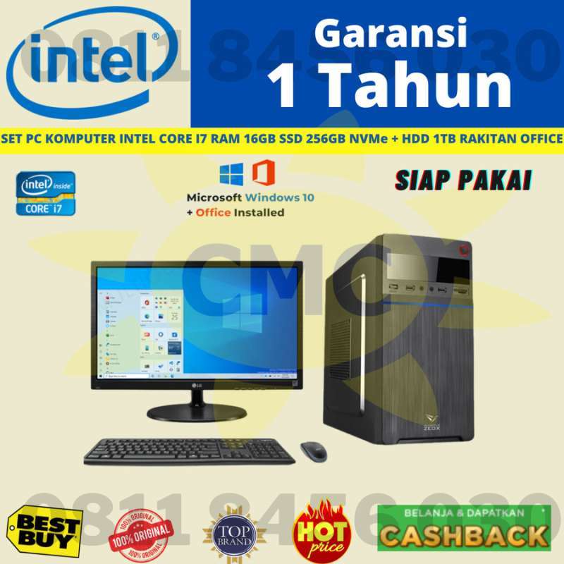 Jual Pc Rakitan Intel Core I7 16gb 1tb Hdd + Ssd 256gb Nvme Original Lengkap Siap Pakai Di ...