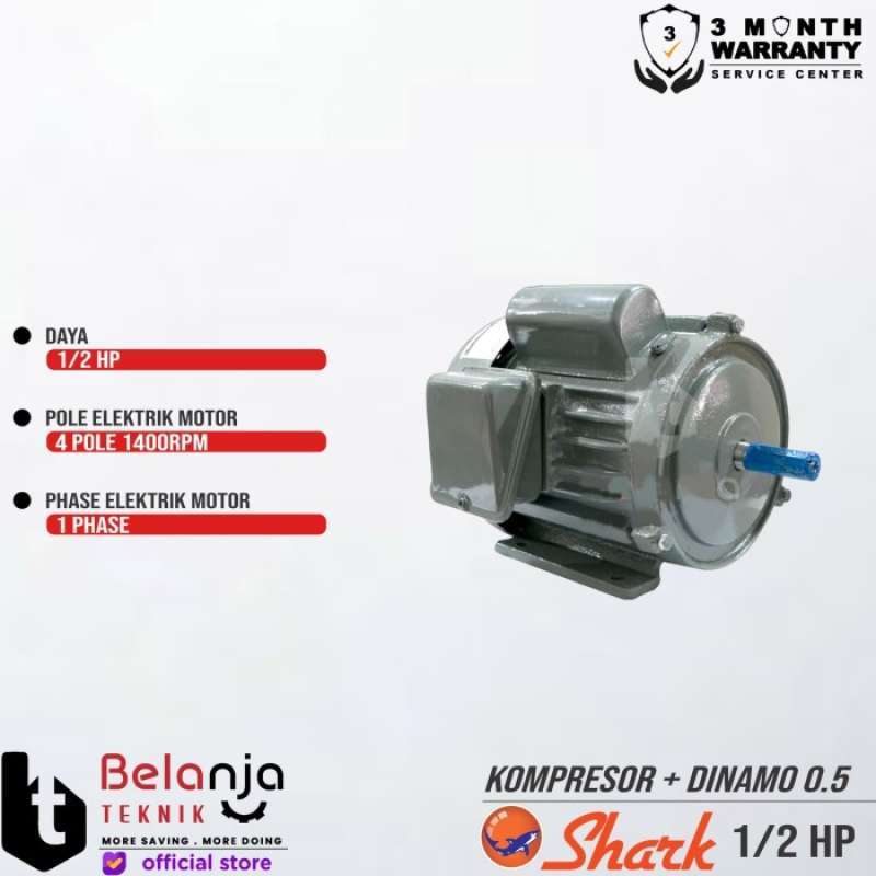 Promo Shark Mesin Kompresor Udara 0.5 Hp Dinamo Motor 0.5 Hp Air ...
