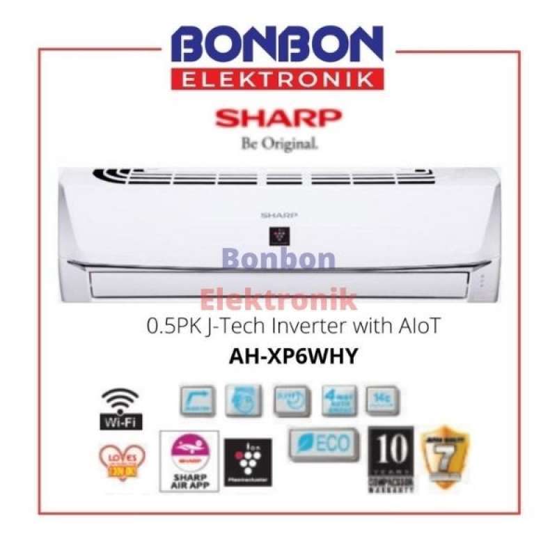Promo Sharp Ac 0.5pk J-tech Inverter With Aiot Ah-xp6why / 1/2pk ...