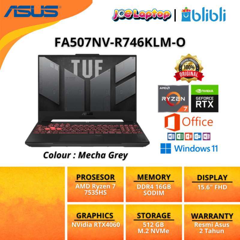 Jual Asus Tuf Fa507nv-r746klm-o Mecha Gray Amd Ryzen 7 7735hs Win11 Ohs ...