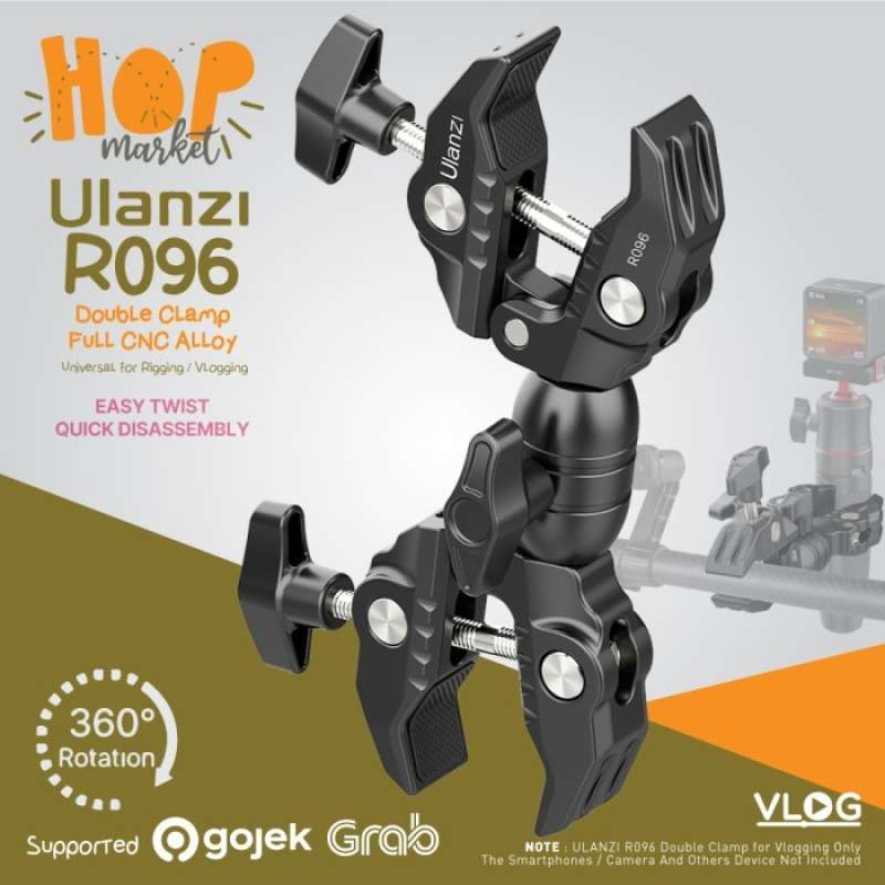 Jual Ulanzi R096 Double Metal Clamp 360 Rotate Magic Arm For Tripod ...