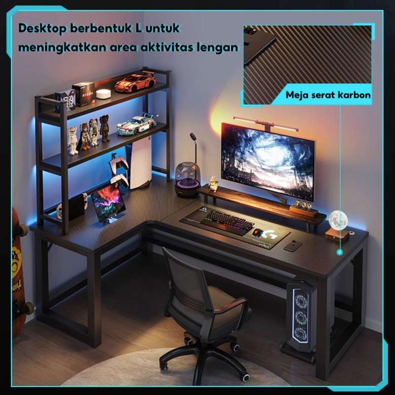 Promo Meja Gaming Karbon Serat Meja Gaming Meja Komputer Diskon 46% Di ...
