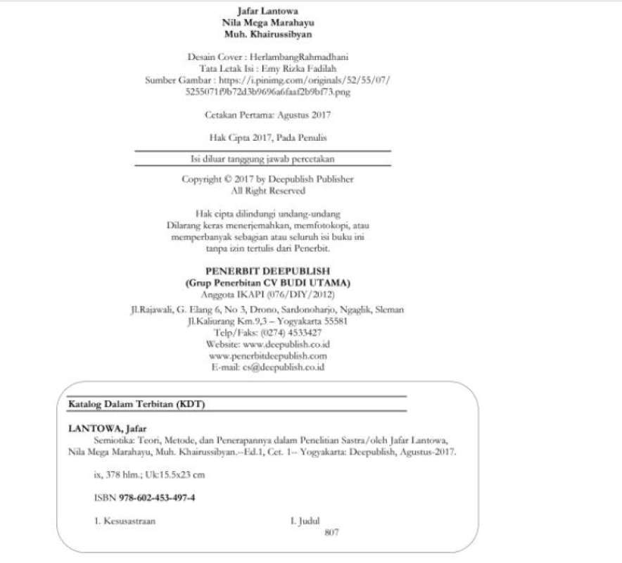 Jual Buku Semiotika Teori, Metode, Dan Penerapannya Dalam Penelitian ...
