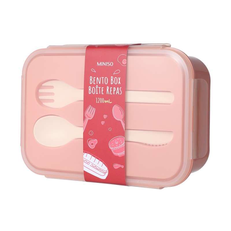 Jual Miniso Lunch Box 1200ml Anti Tumpah Free Sendok Dan Garpu Di ...