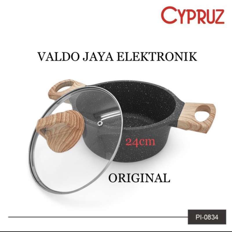 Promo Cypruz Panci Granit Diecast Pi-0834 Casserole Pan 24cm Panci ...