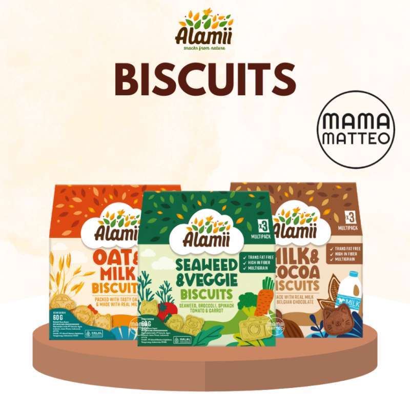 Jual Alamii Multigrain Biscuits 60gr / Oat & Milk / Seaweed & Veggie ...