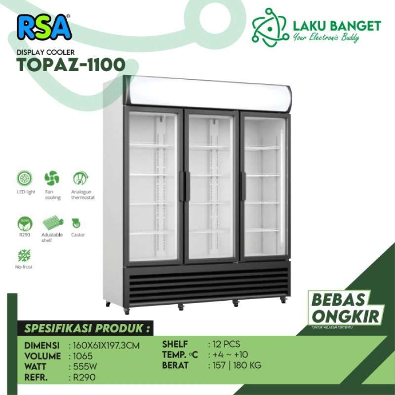 Jual Kulkas Showcase 3 Pintu Rsa Topaz 1100 / Display Chiller Rsa ...