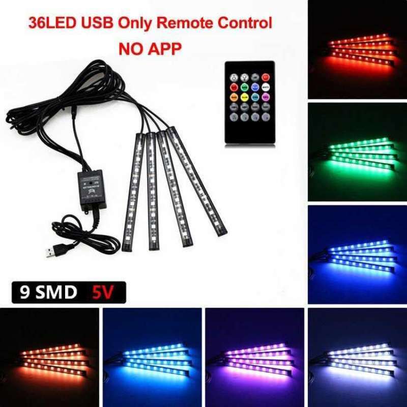 Jual Anmingpu Lampu Led Strip Flexible Rgb Car Foot Light 36 Led Usb ...