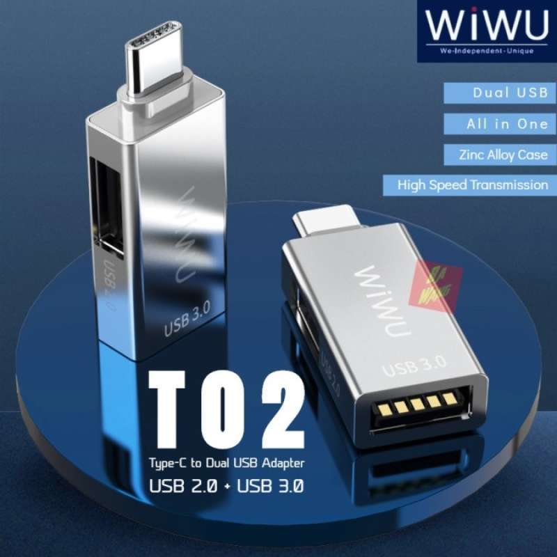 Promo Wiwu Type C Otg Converter Type C To Dual Usb Otg Adapter 2 Port ...