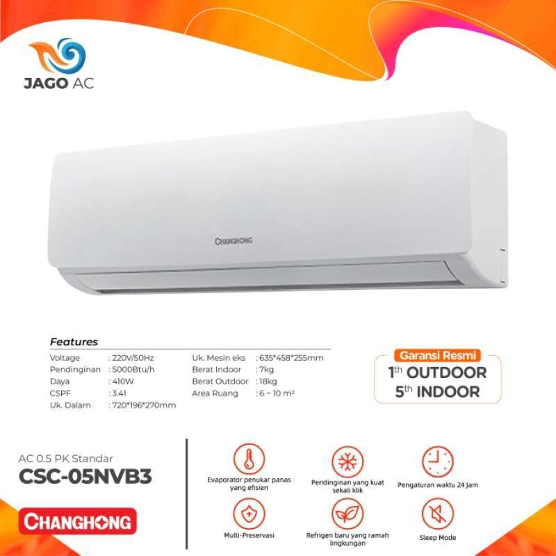 Jual Changhong Air Conditioner Csc-05nvb3 / Csc 05nvb3 / Csc 05 Nvb3 Di ...