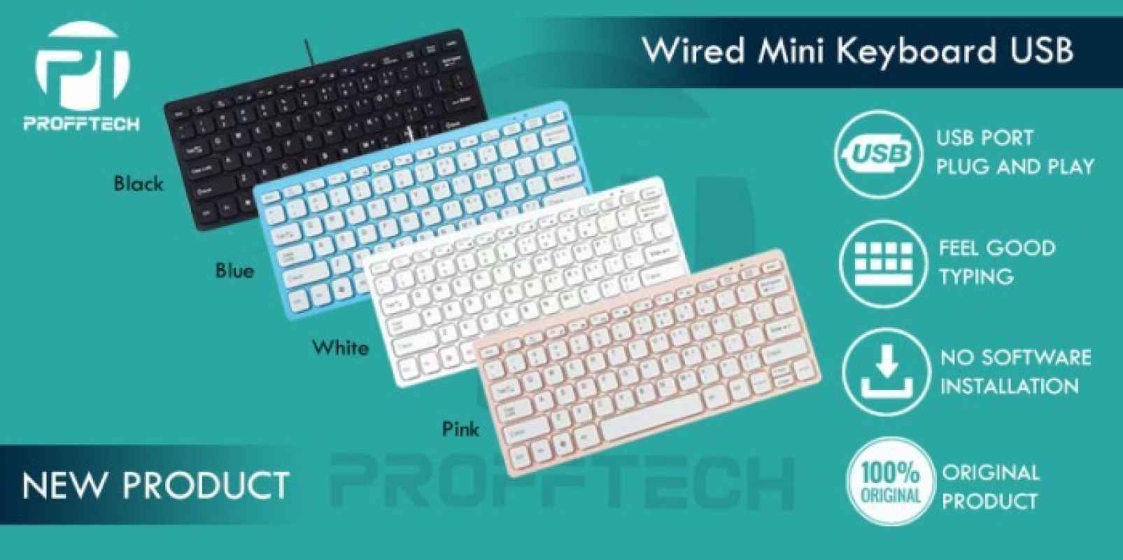 Jual Keyboard Mini Profftech Kp 100 - Keyboard Usb - Keyboard Fn ...