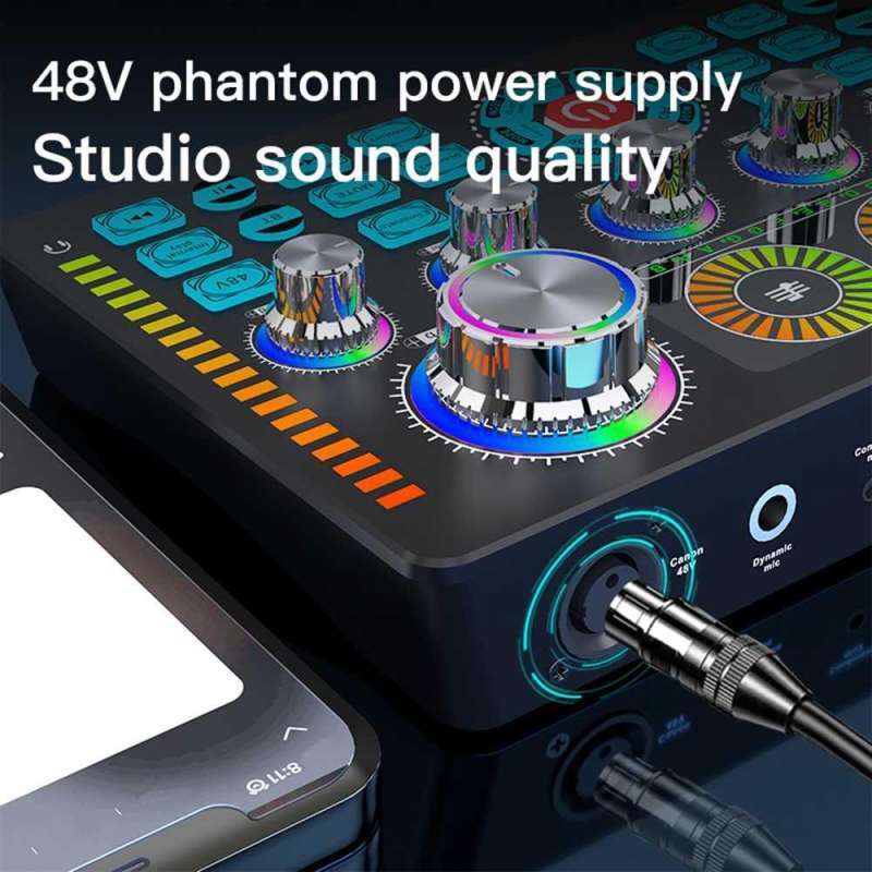 Jual Mixer Audio External Sound Card Live Phantom Power 48v Q7 Karaoke ...