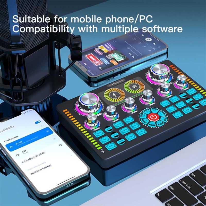 Promo Mixer Audio External Sound Card Live Phantom Power 48v Q7 Karaoke ...