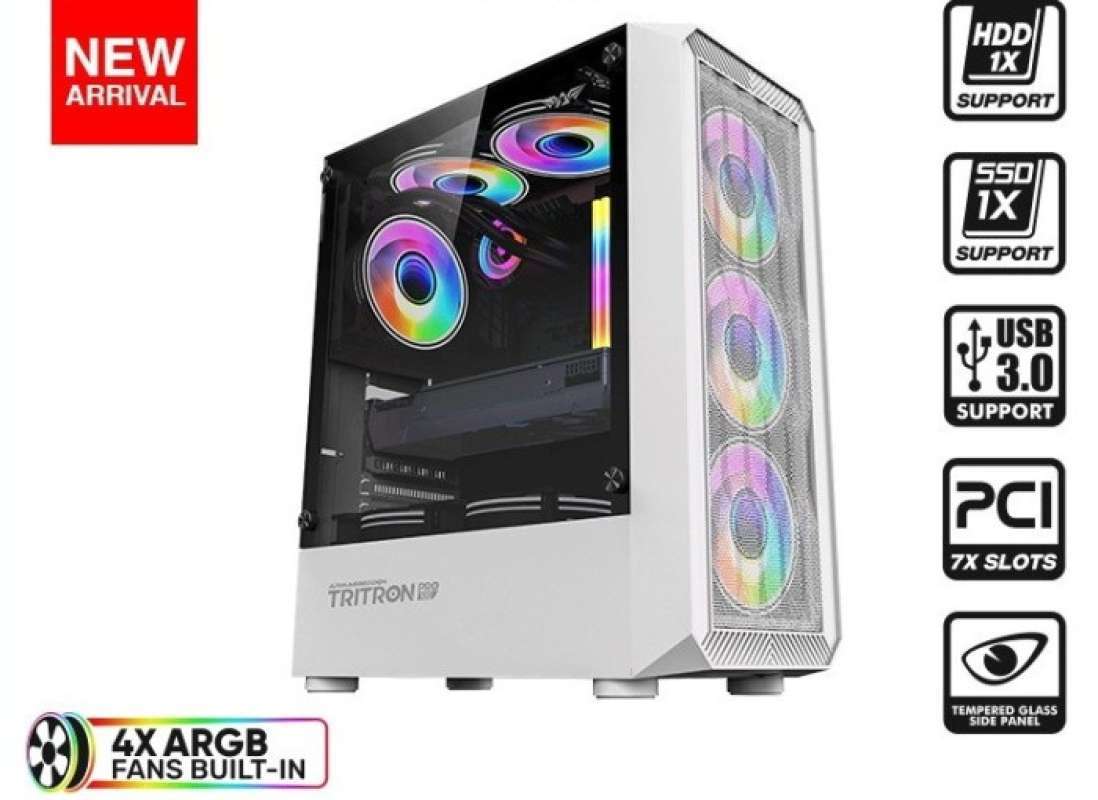 Jual Casing Pc Gaming Armaggeddon Tritron Pro 100 Atx With Rgb Fan ...