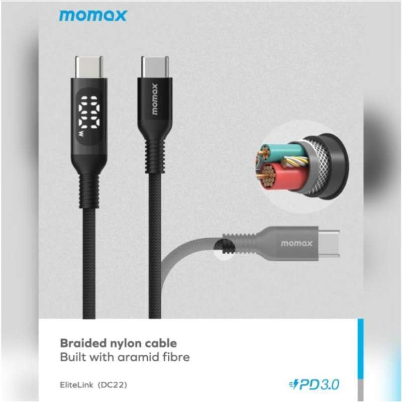 Promo Cable Data Usb Type C To C Momax Braided 100w Pd Qc Led Fast ...