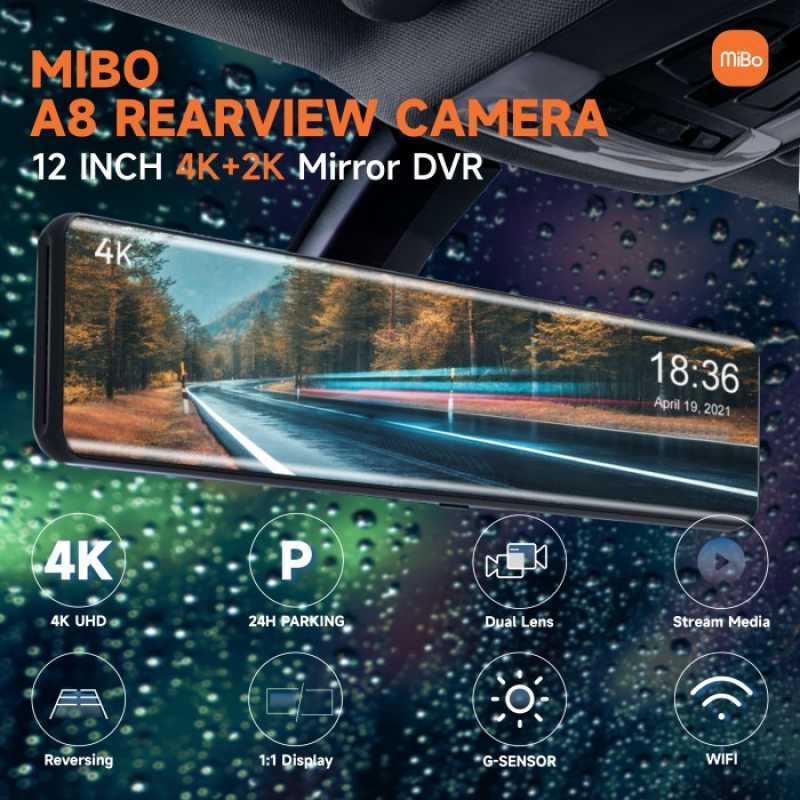Promo Mibo A8 Dashcam Rearview 12inch Camera Dvr 4k+2k Hdr Diskon 33% ...
