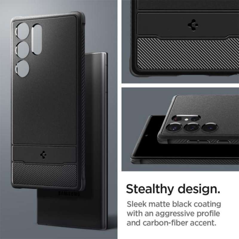 Jual Case Samsung Galaxy S23 Ultra Plus Spigen Rugged Armor Carbon Casing - S23 Matte Black Di ...