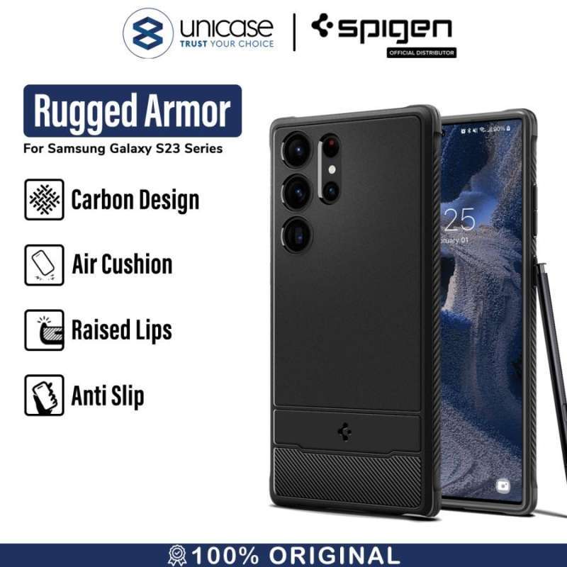 Jual Case Samsung Galaxy S23 Ultra Plus Spigen Rugged Armor Carbon Casing - S23 Matte Black Di ...
