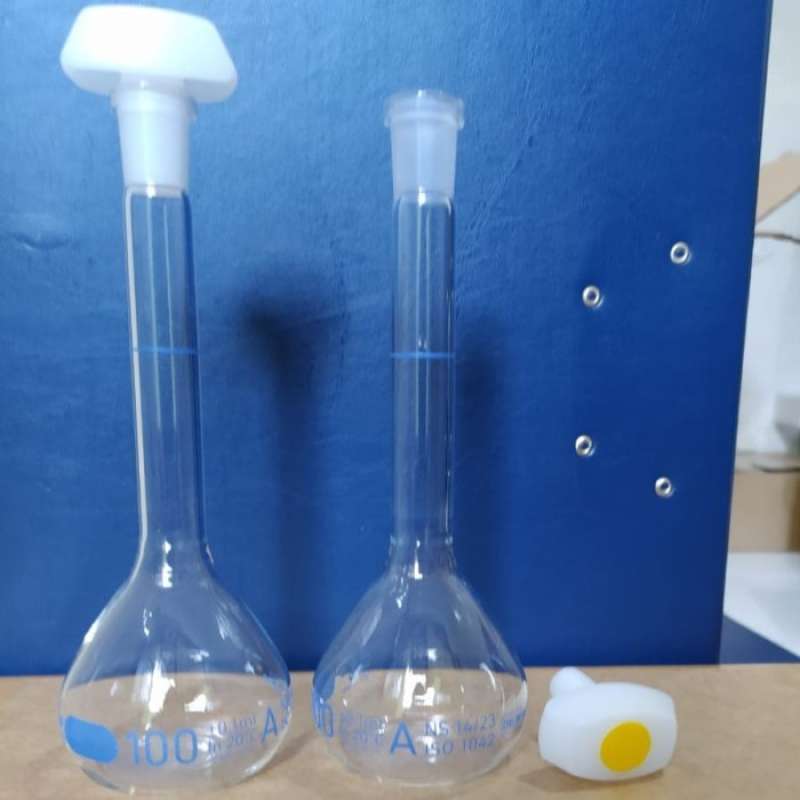 Promo Labu Ukur 100 Ml. Volumetric Flask 100ml. Pp Stopper. Duran. Blue ...