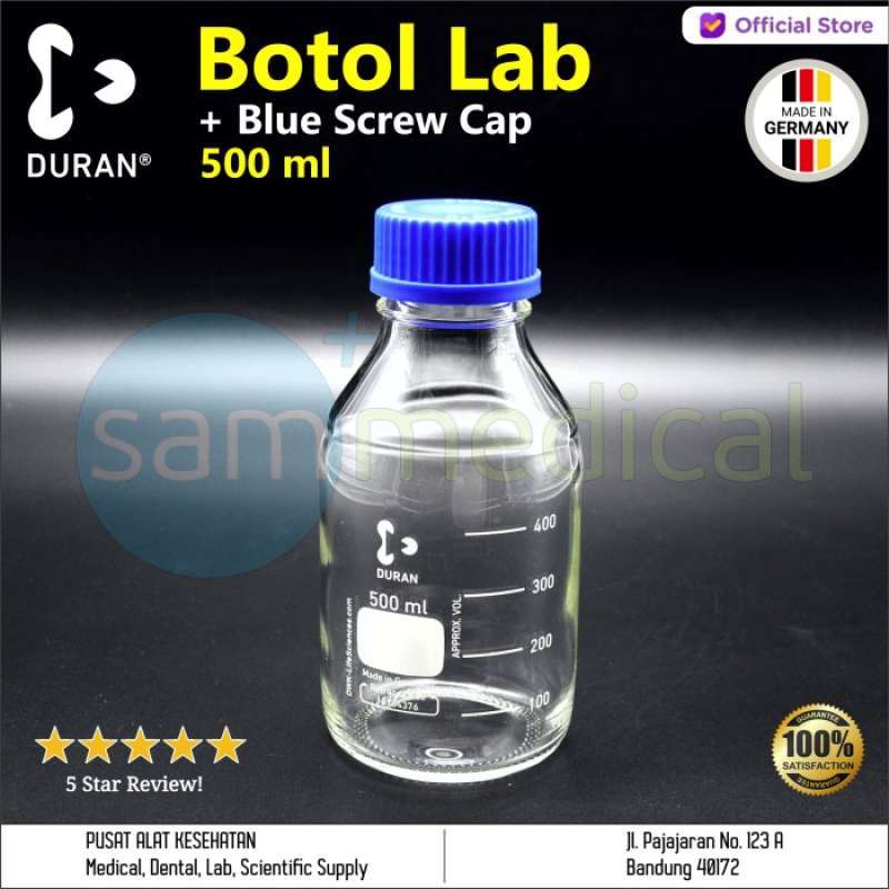 Jual Schott Duran Botol Lab / Lab Bottle + Screw Cap Biru - 500 Ml Di ...