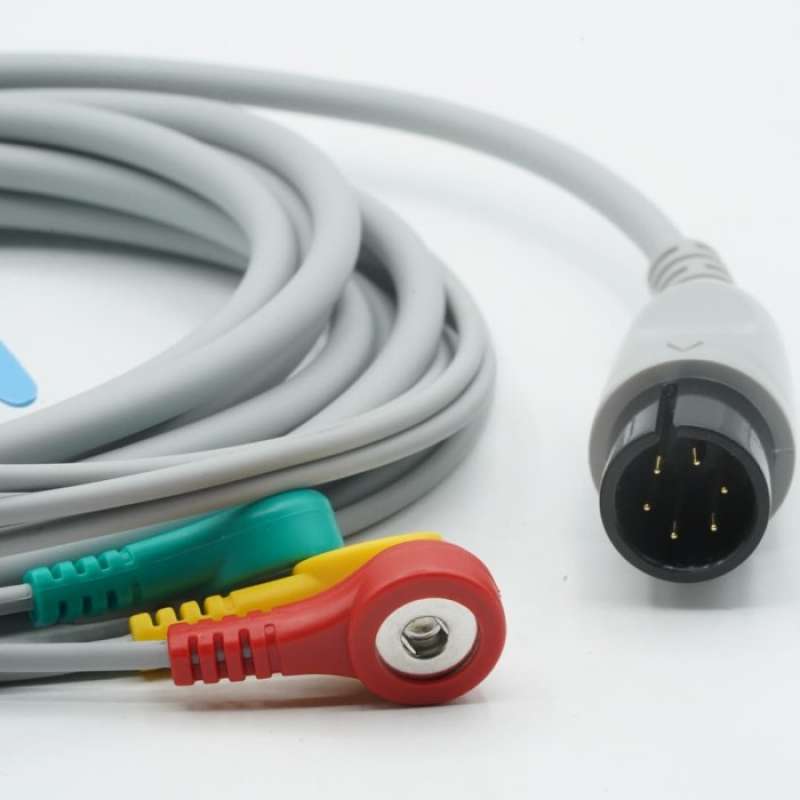 Promo Kabel Ekg Ecg Cable 6 Pin 3 Lead Snap Iec Compatible Aami Mindray ...