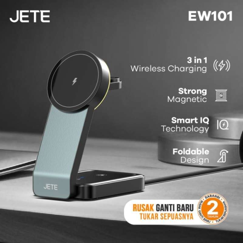 Promo Jete Wireless Charger 15w 3in1 With Magnetic Phone Stand Jete Ew101 - Garansi 2th Diskon ...