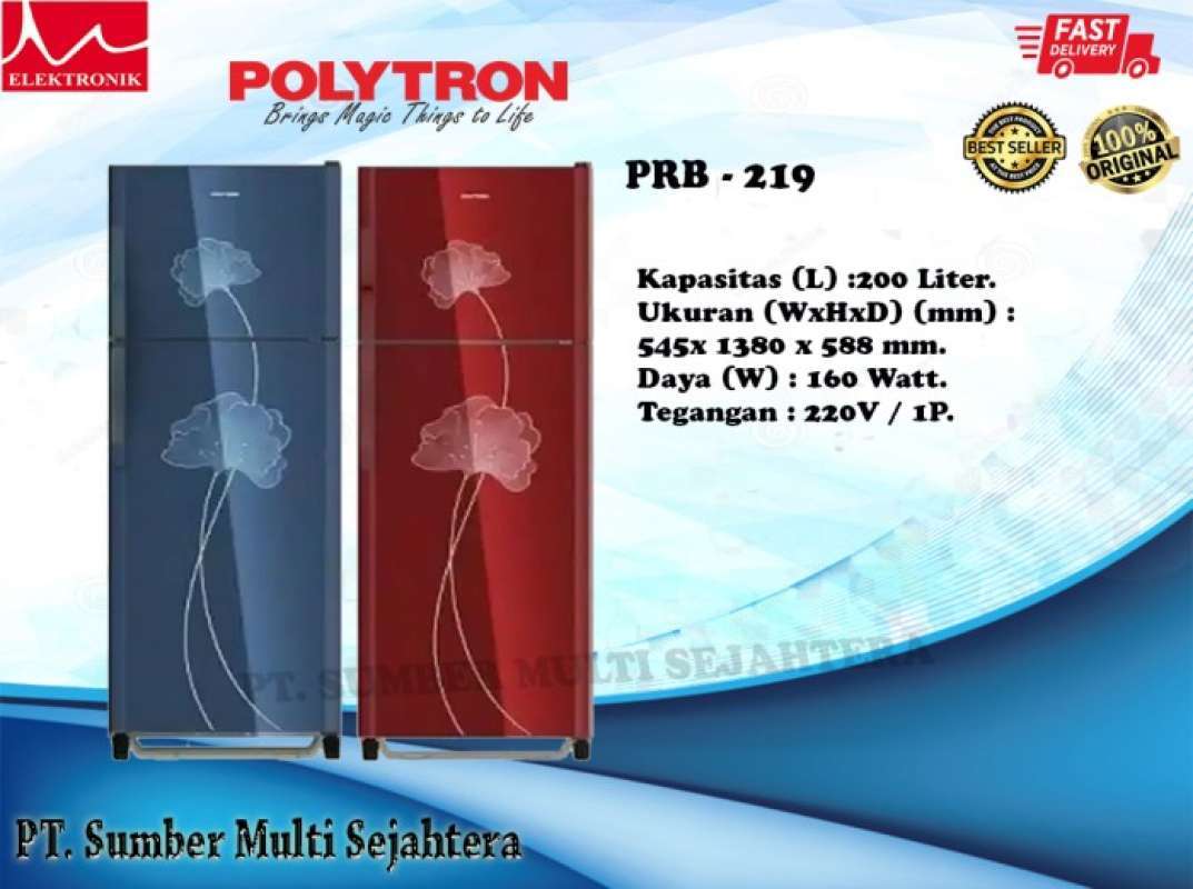 Promo Kulkas Polytron Prb 219 Lemari Es 2 Pintu Diskon 23% Di Seller ...