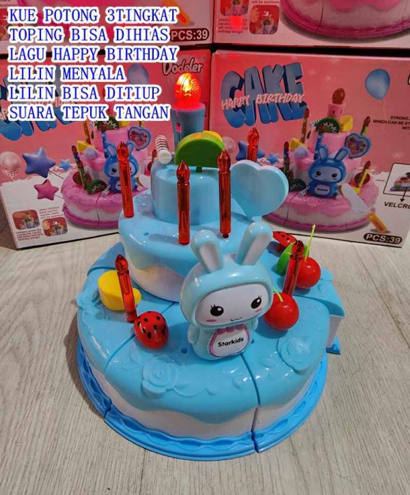 Jual Mainan Kue Ulang Tahun 3tingkat Tiup Lilin Birthday Cake Di Seller ...