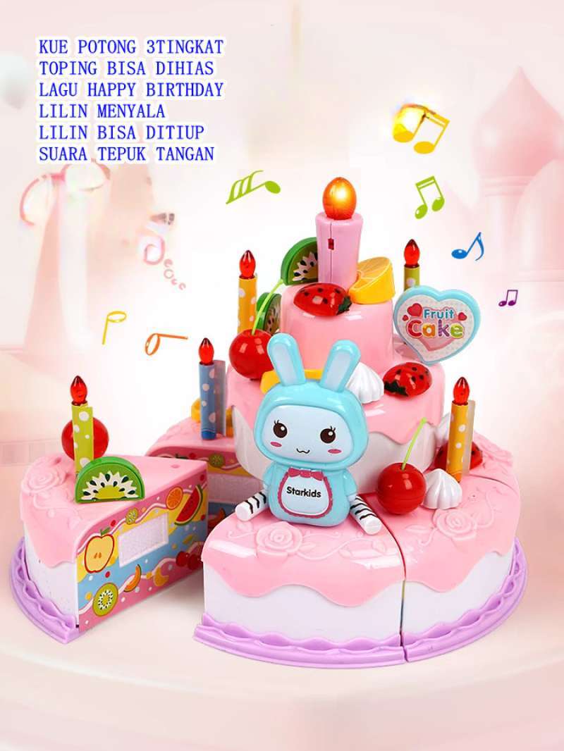 Jual Mainan Kue Ulang Tahun 3tingkat Tiup Lilin Birthday Cake Di Seller ...