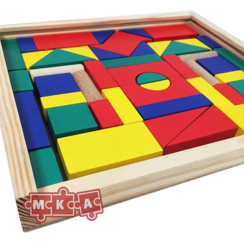 Jual Mainan Edukasi Balok Kayu Susun City Block Tumpuk Blok Warna C48 ...