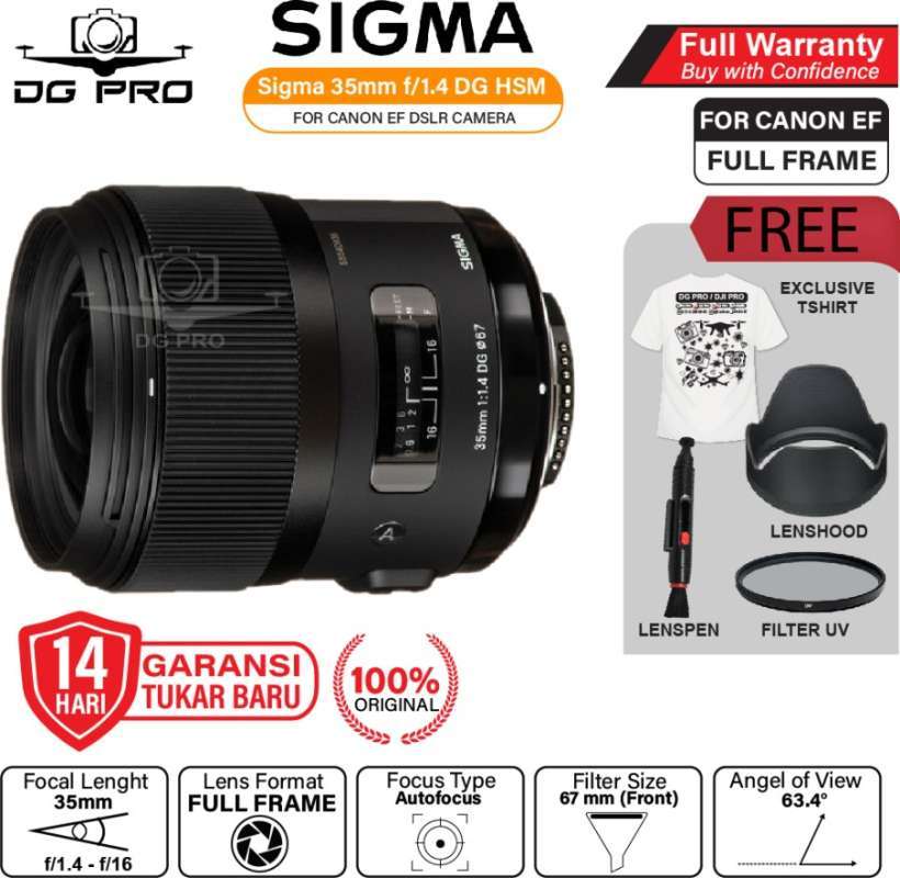 Daftar Harga Lensa Canon Sigma Art 35 Mm 💯 Original & Spesifikasi ...