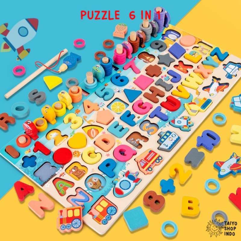Jual Mainan Anak Puzzle Kayu 3d Premium 6 In 1 Tingkat Besar Jumbo ...