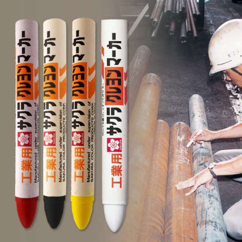 Jual Sakura Industrial Crayon Marker Stick Permanent Solid Spidol Besi ...