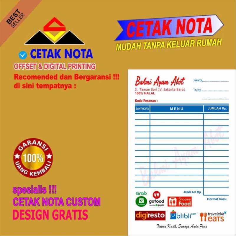 Jual Nota Custom Khusus 10 Buku (1/4f 2 Ply Color) Di Seller Velvet ...
