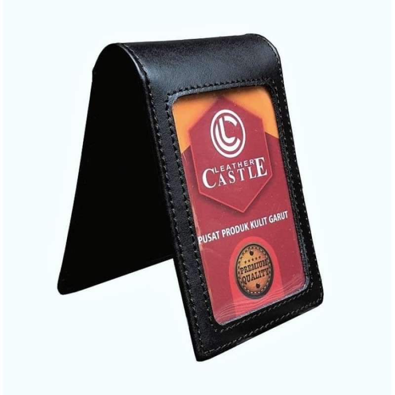 Jual Name Tag Id Card Holder Kulit Magnet Karyawan Pegawai Hitam Di ...