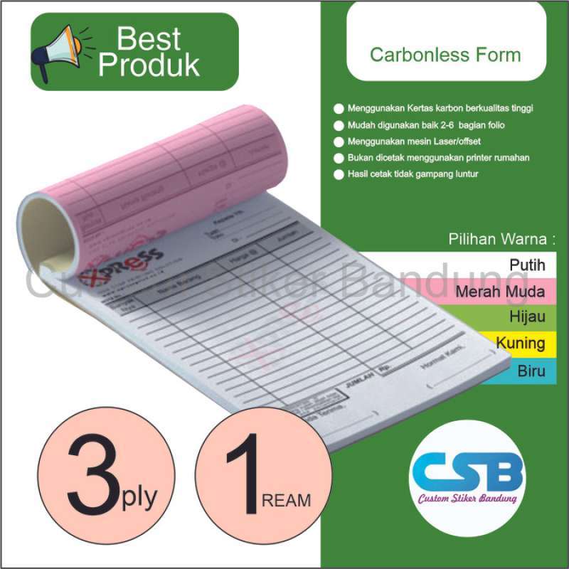 Jual Cetak Nota 3 Ply 1 Rim / 3 Rangkap / Cetak Invoice Bahan Ncr ...