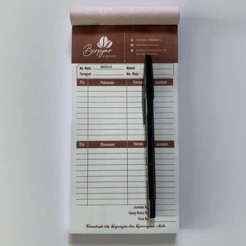 Jual Cetak Nota Bon Ncr Untuk Restoran, Rumah Makan 1/3 Folio Rangkap 2 ...