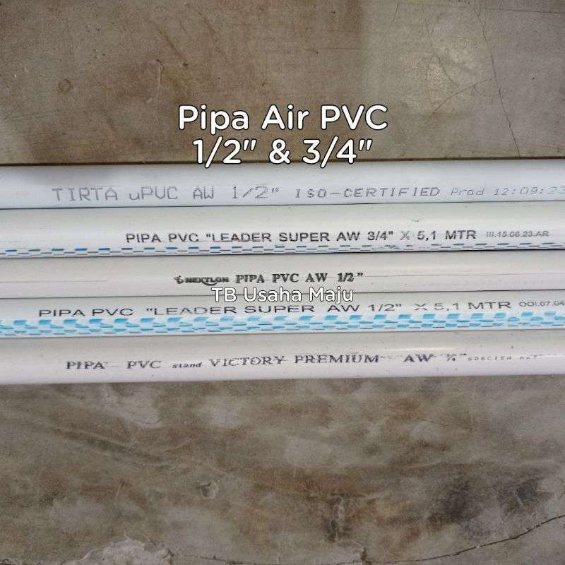 Jual Pipa Air Pvc Paralon Type Aw 1/2 & 3/4 Putih Per Meter ( 1 Meter ...