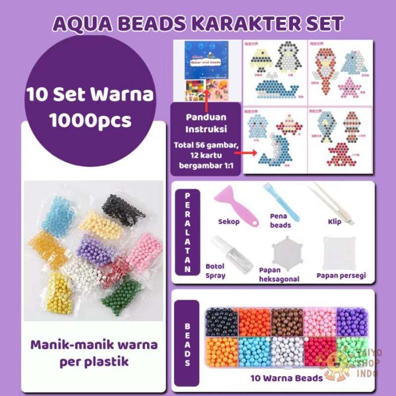 Promo Taiyo Mainan Anak Diy Magic Aqua Beads Karakter Set Water Manik ...
